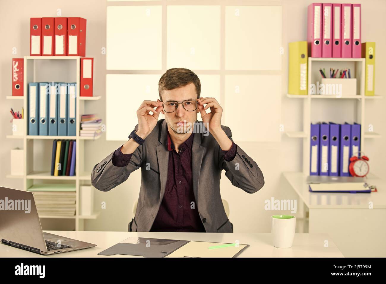 Man formal suit work office financial analyst economy crisis management ...