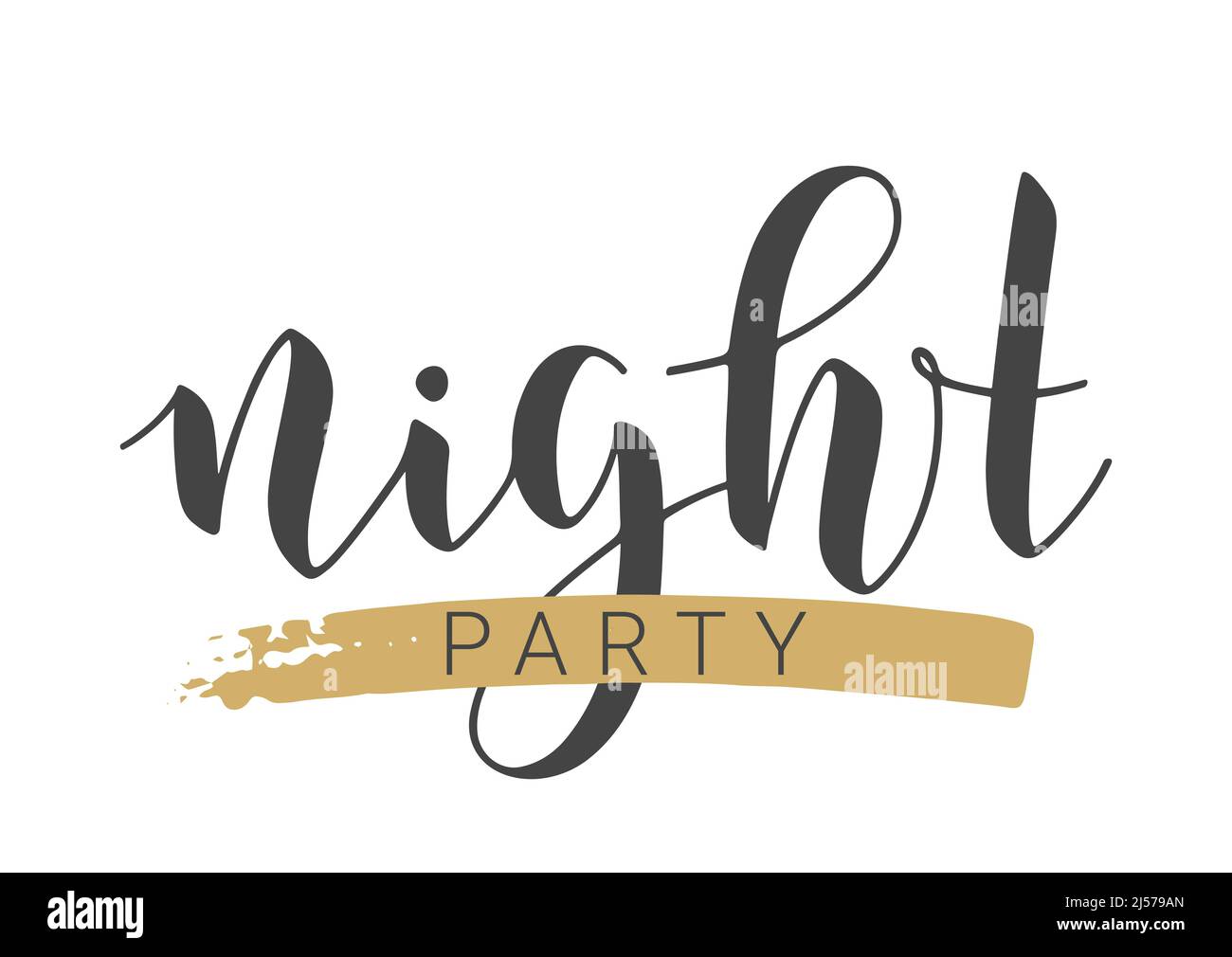 Vector Stock Illustration. Handwritten Lettering of Night Party ...