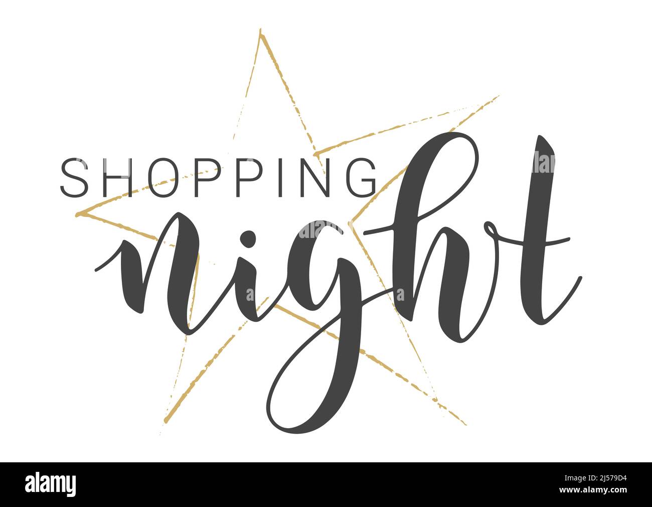 Vector Illustration. Handwritten Lettering of Shopping Night. Template ...