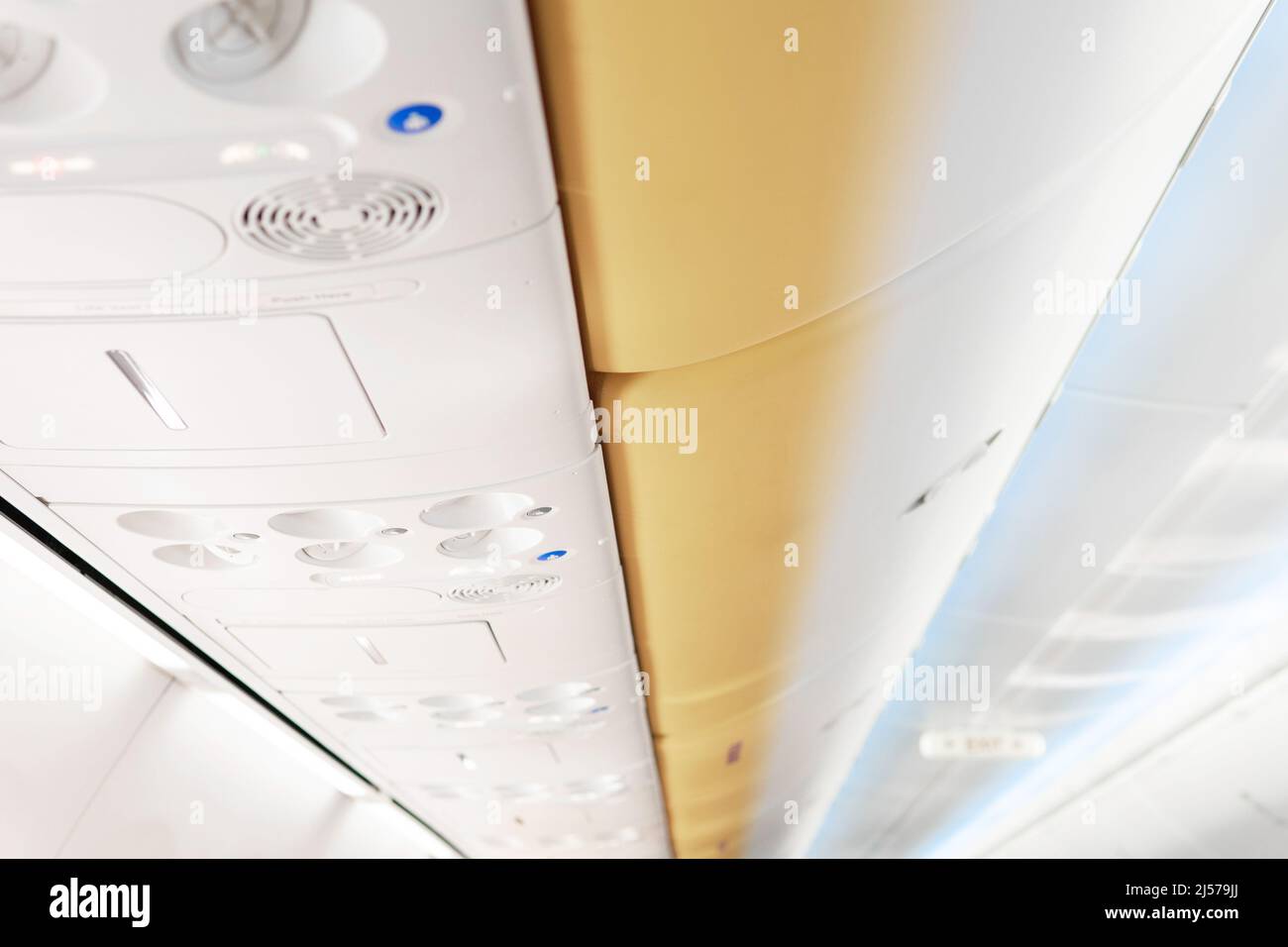 Overhead panel passenger service unit in an aircraft Stock Photo - Alamy