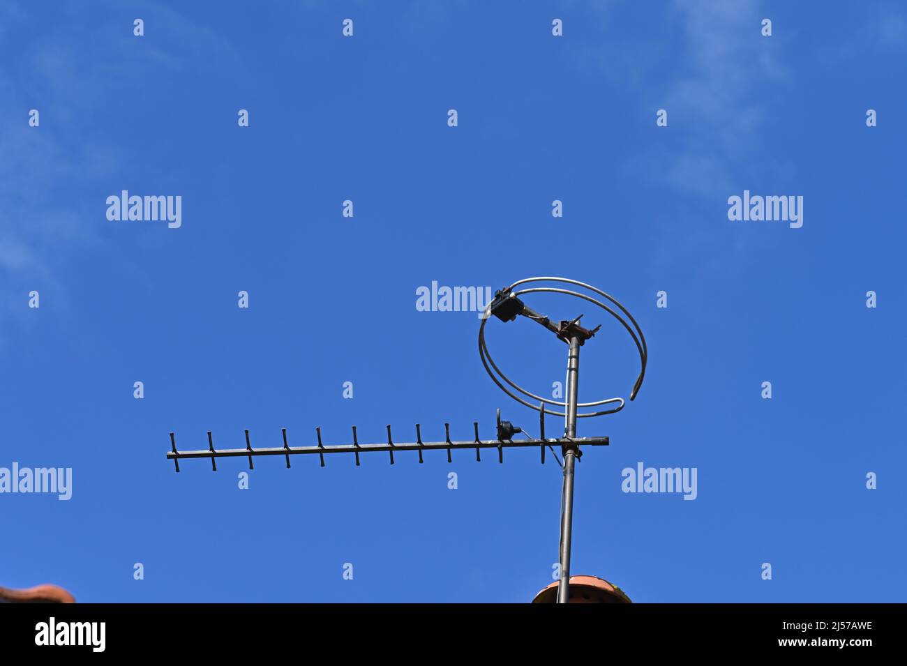 An external analogue antenna with a circular directional radio aerial ...