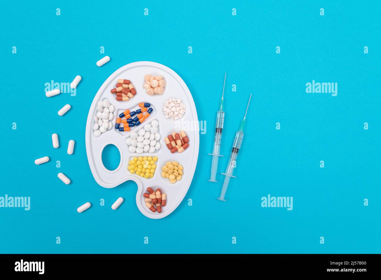 Global Pharmaceutical Industry and Medicinal Products - Different Colored Pills, Tablets and ...