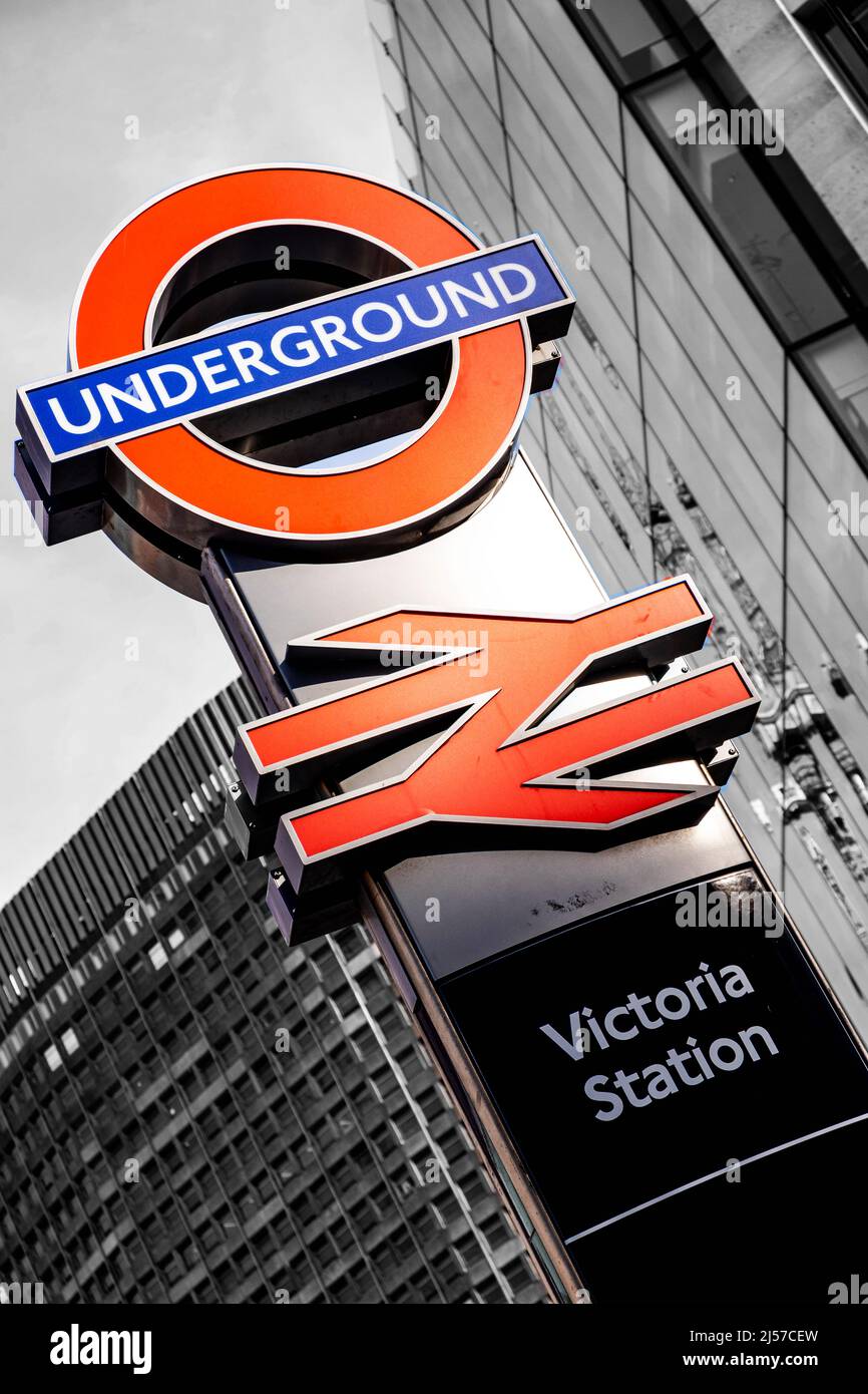 Victoria London UK, November 07 2021, Victoria Underground Station Sign ...