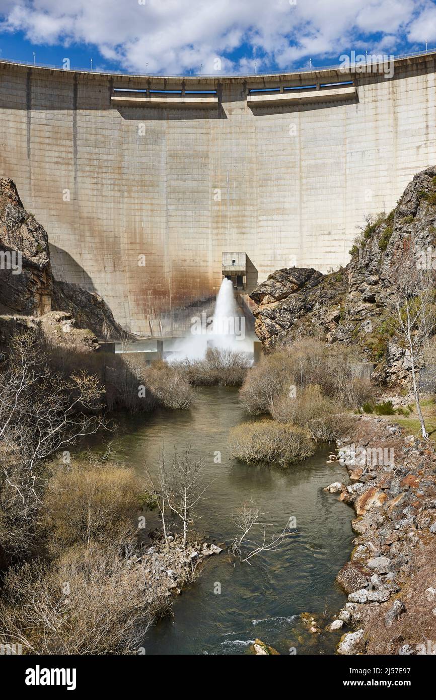 Dam draining water in Riano. Hydraulic power. Castilla Leon. Spain ...