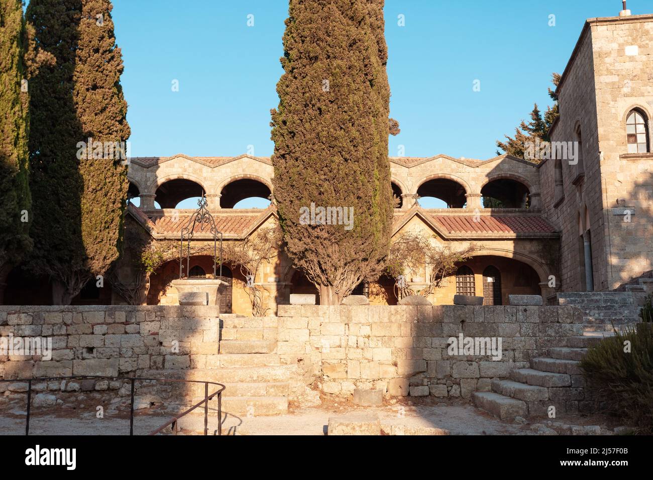 The territory of Filerimos Monastery on the island of Rhodes in Greece ...