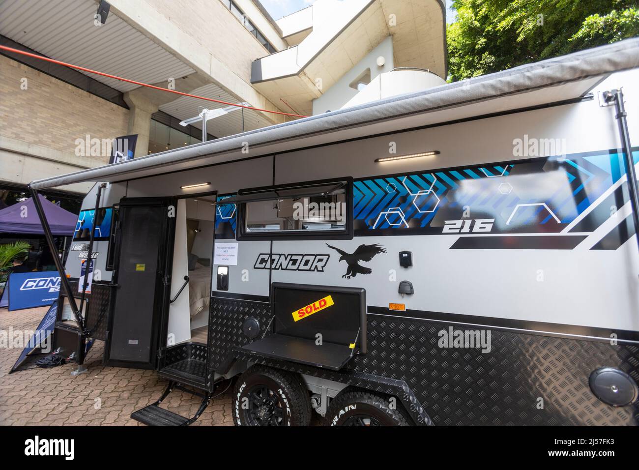 Australian camping and caravan show with caravans on display to the ...