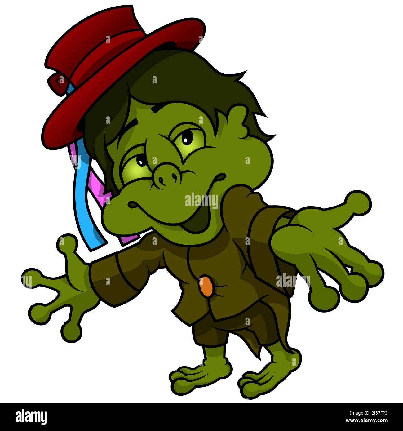 Green Smiling Waterman with Red Hat Stock Vector Image & Art - Alamy