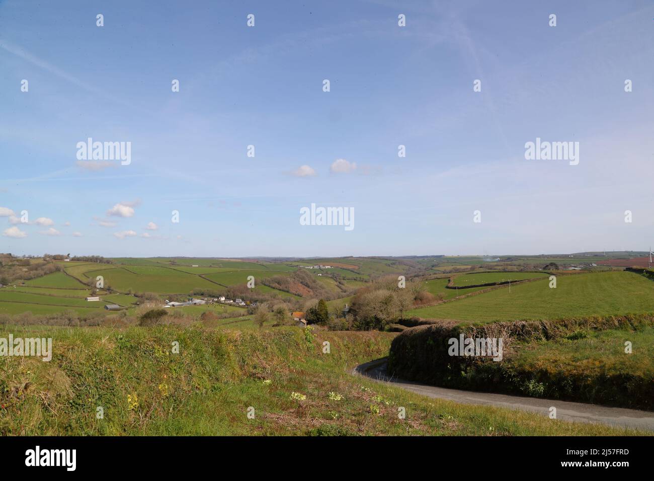 Countryside panorama near Bodinnick, Cornwall, UK Stock Photo - Alamy