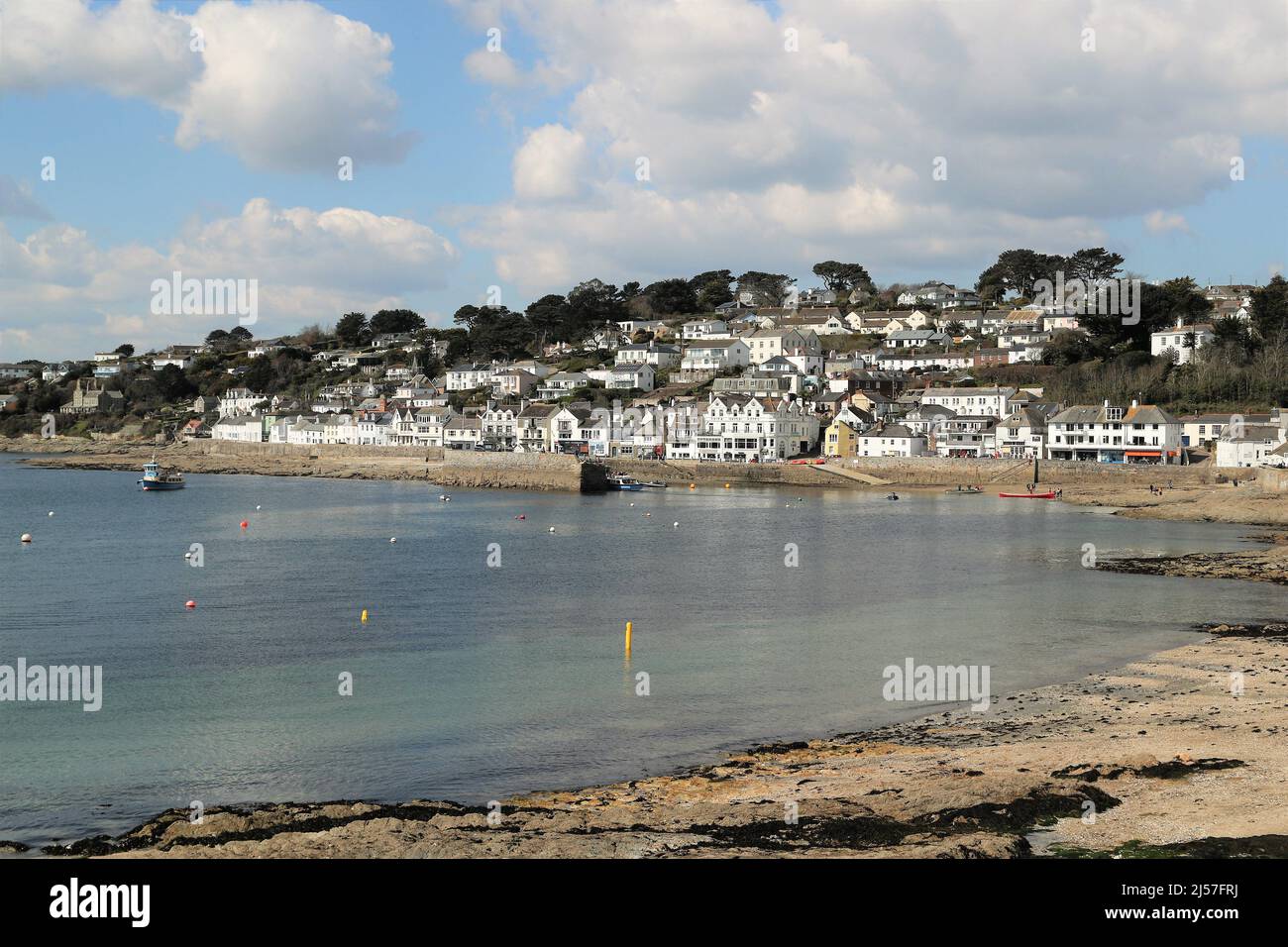 Panorama of the Cornish seaside village of St Mawes, Cornwall, UK Stock ...
