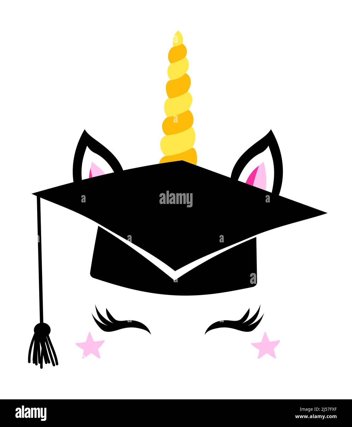 Beautiful Unicorn head with graduation cap, Unicorn Face with lashes ...