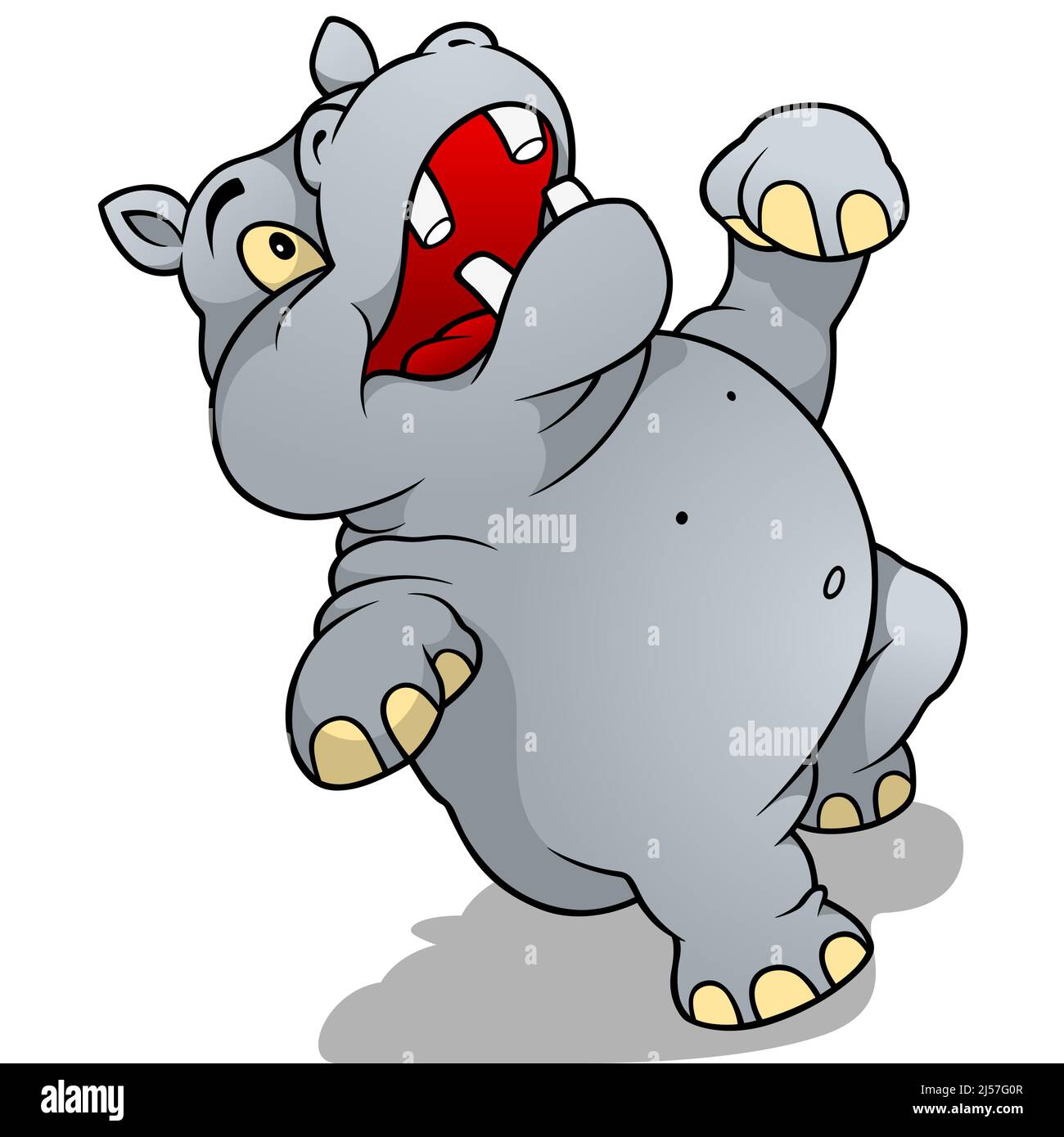 Gray Hippo with Open Mouth Dancing Stock Vector Image & Art - Alamy