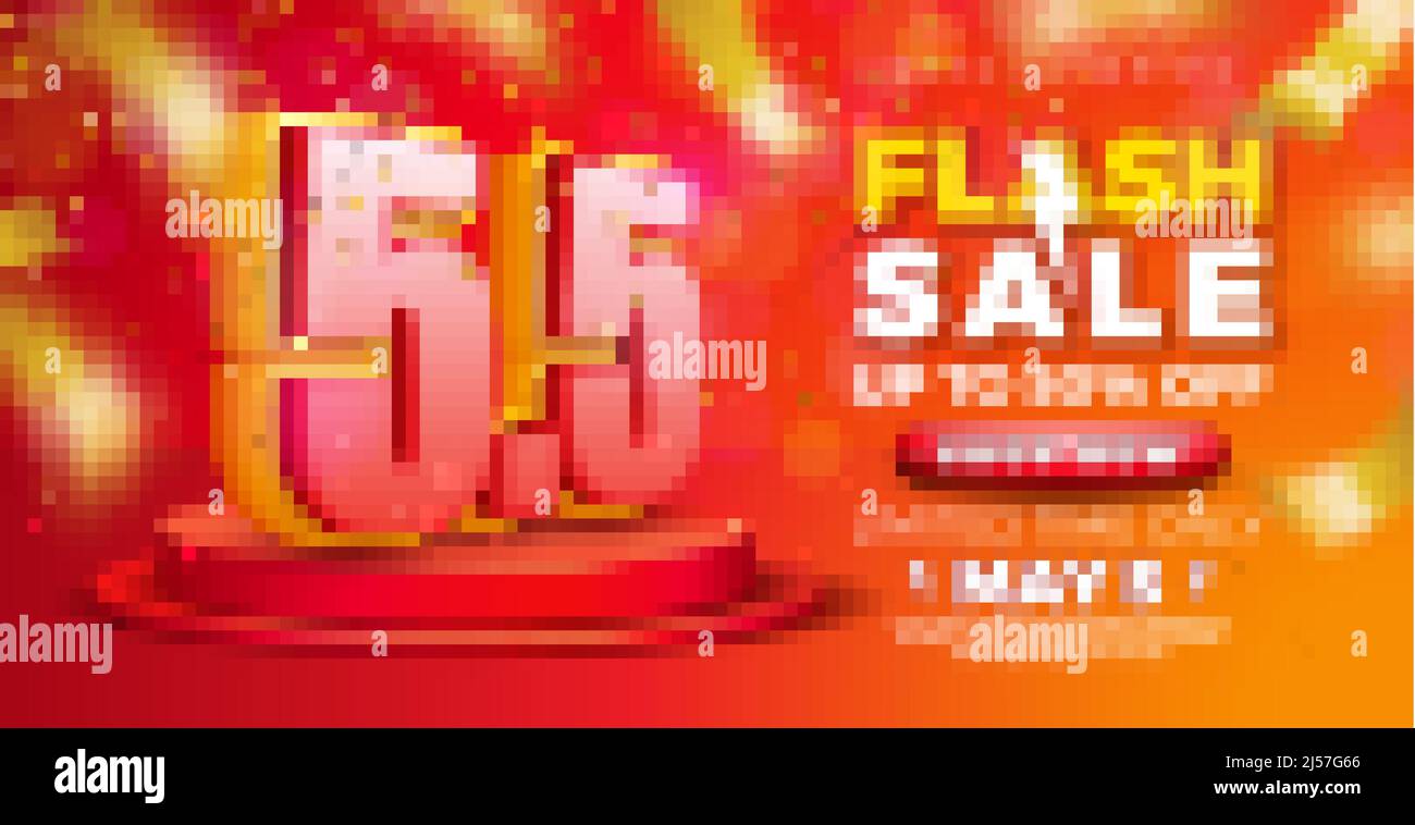 Promotional Business Flash Sale Design with 3d 5.5 Number on Podium and ...