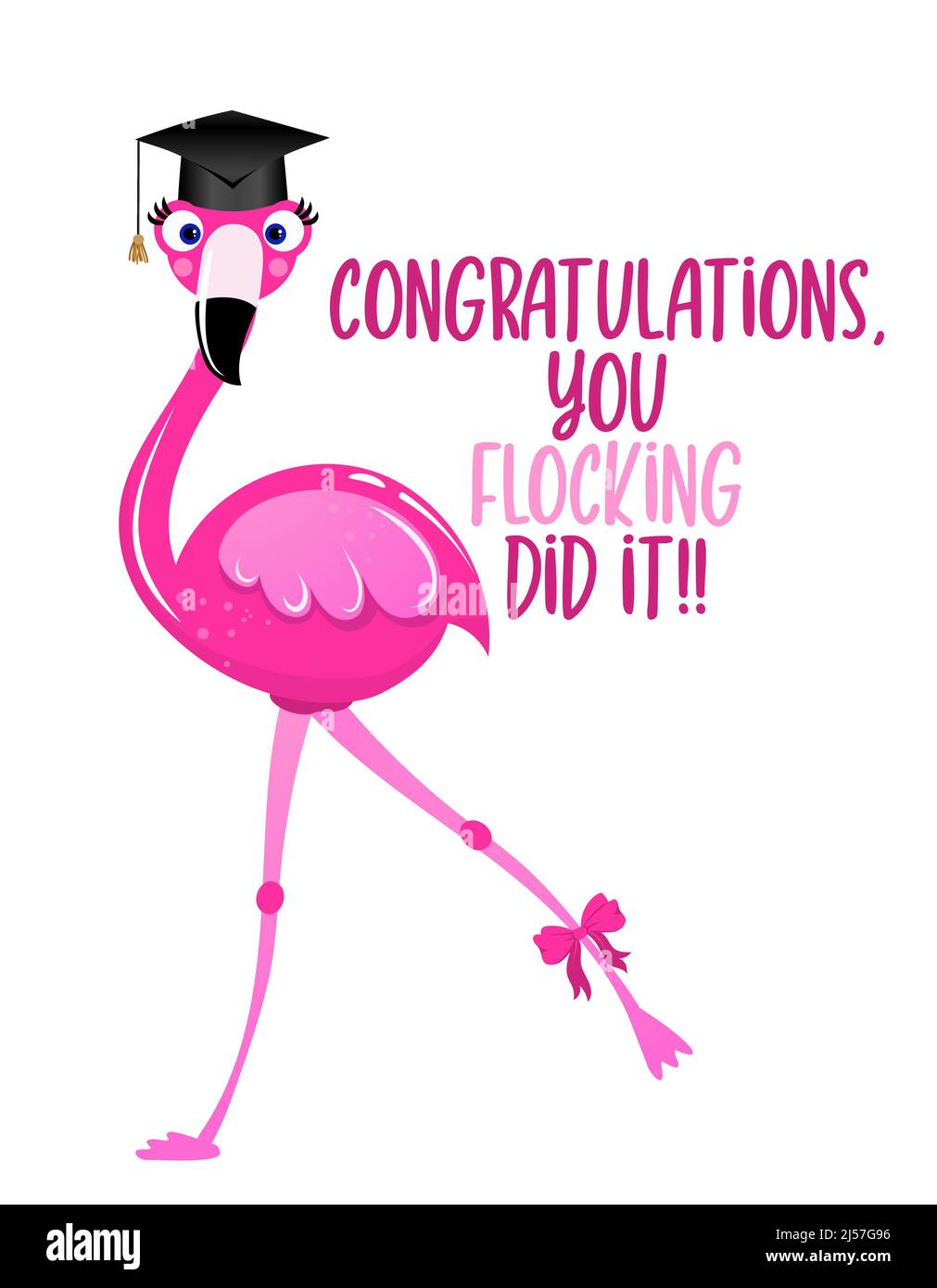 Beautiful flamingo girl with graduation cap, Flamingo with lashes ...