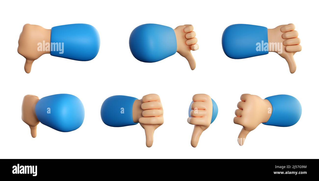 Human hand thumb down symbol with fingers gesture set. Dislike ...