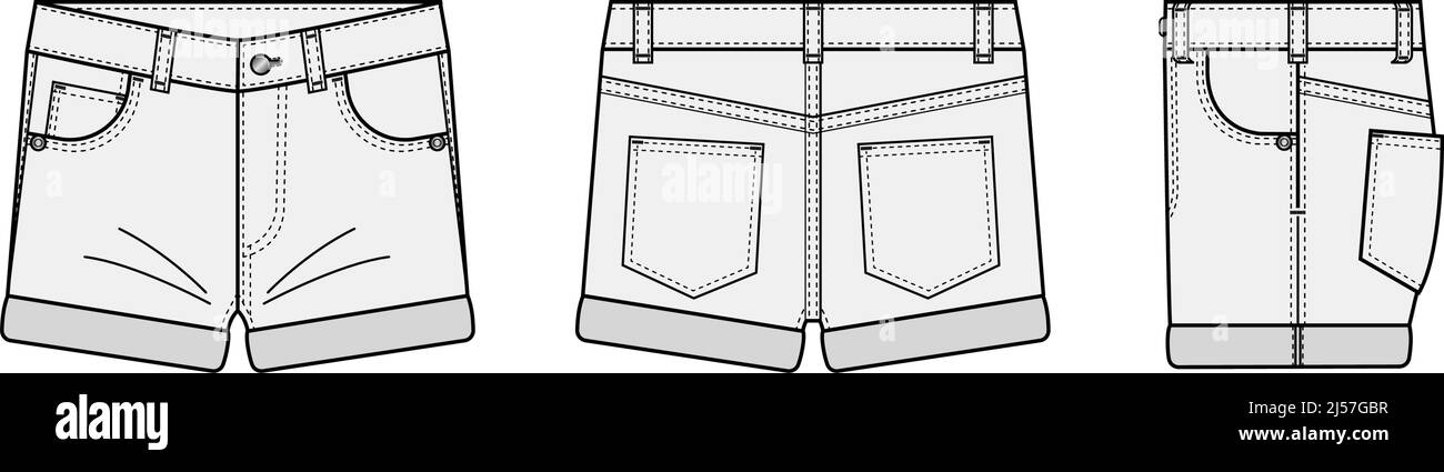 Denim short pants vector template illustration Stock Vector Image & Art ...