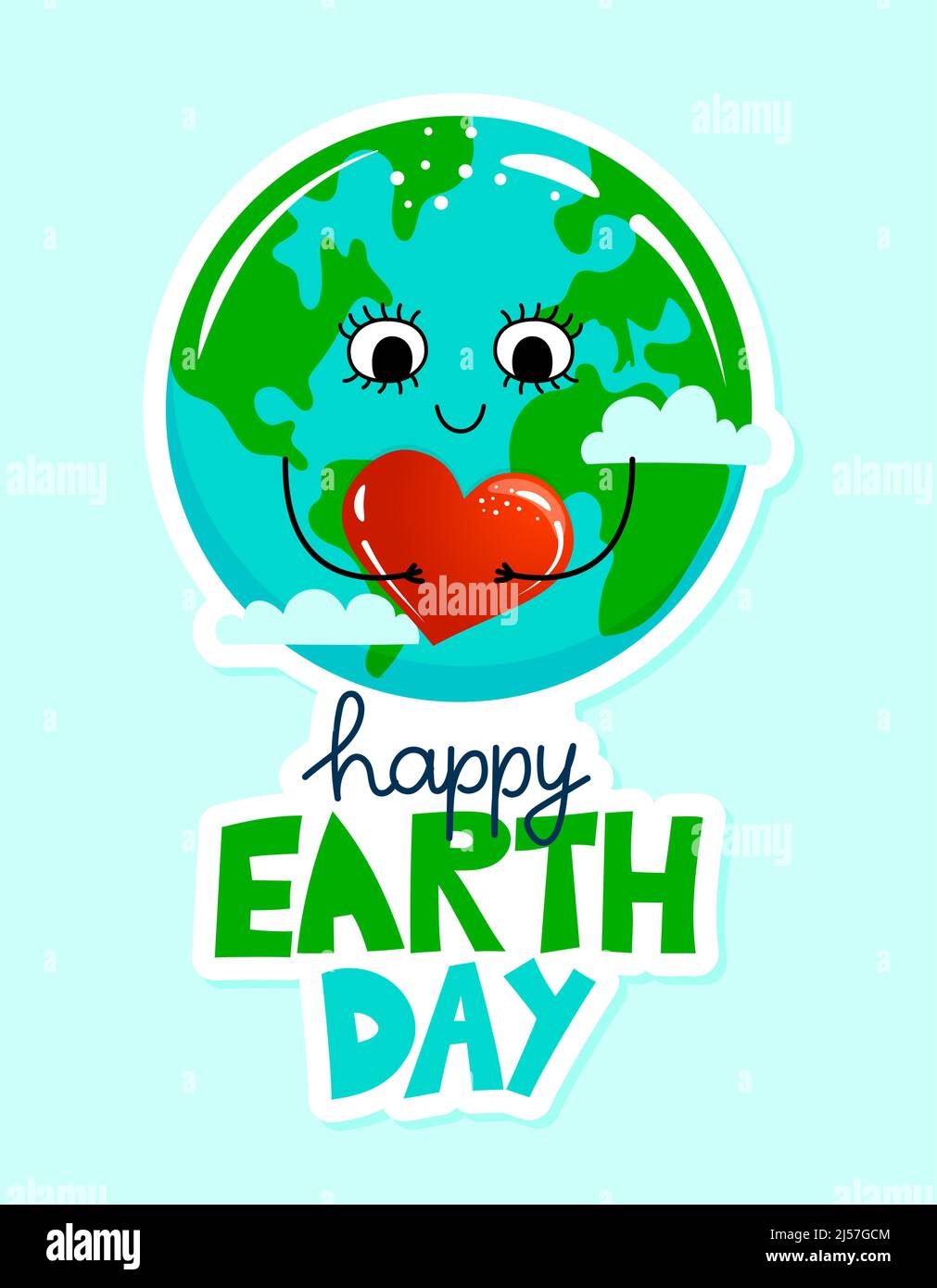 Happy Earth Day - Planet Earth kawaii drawing with birthday cake ...