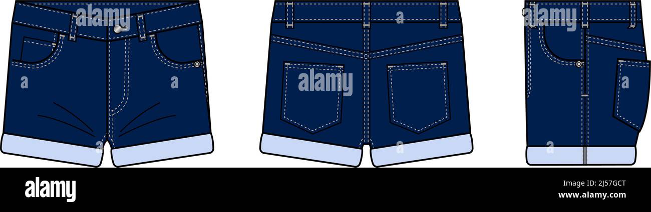 Denim short pants vector template illustration Stock Vector Image & Art ...