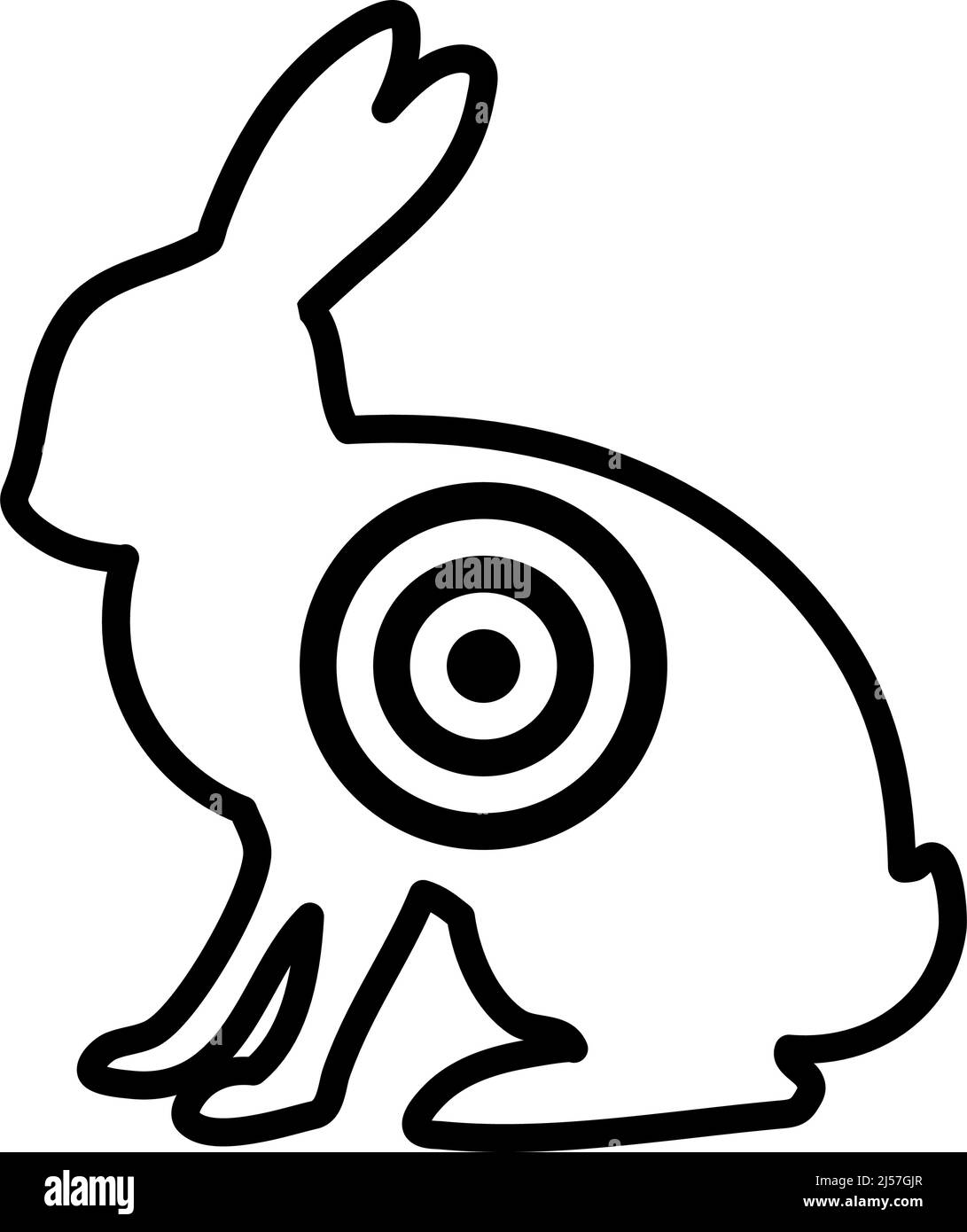 Icon Of Hare Silhouette With Target Bold Outline Design With Editable Stroke Width Vector