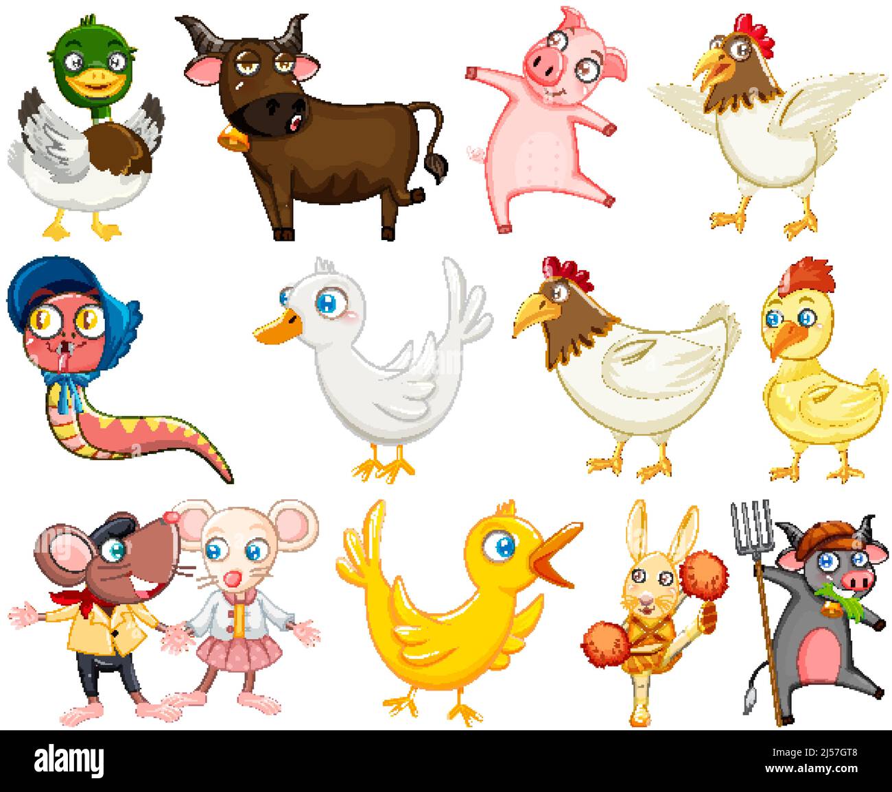 Wild animals with happy smile illustration Stock Vector Image & Art - Alamy