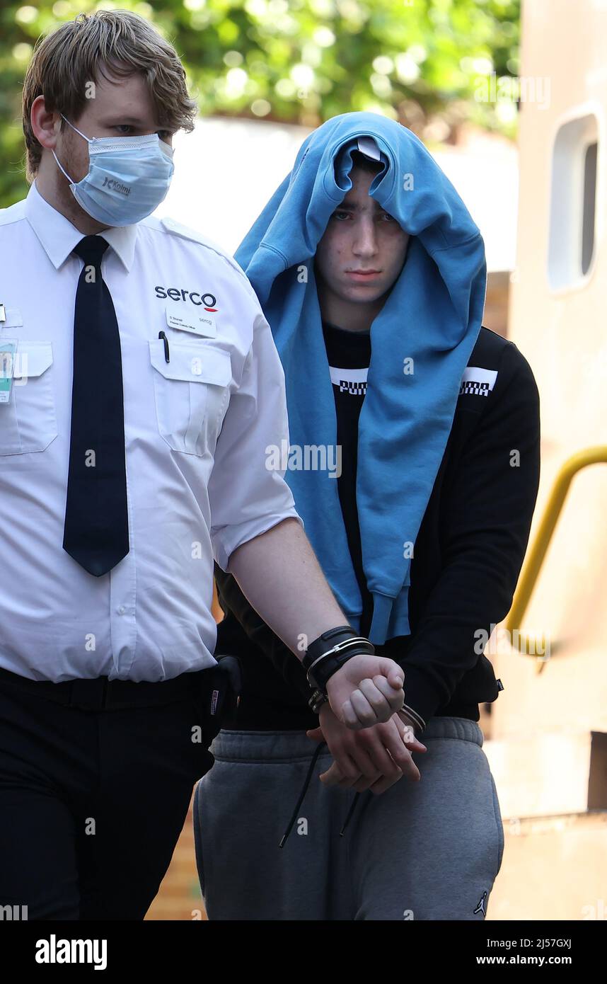 Lewes, UK. 21st Apr, 2022. Pietro Addis arrives at Lewes Crown Court on ...