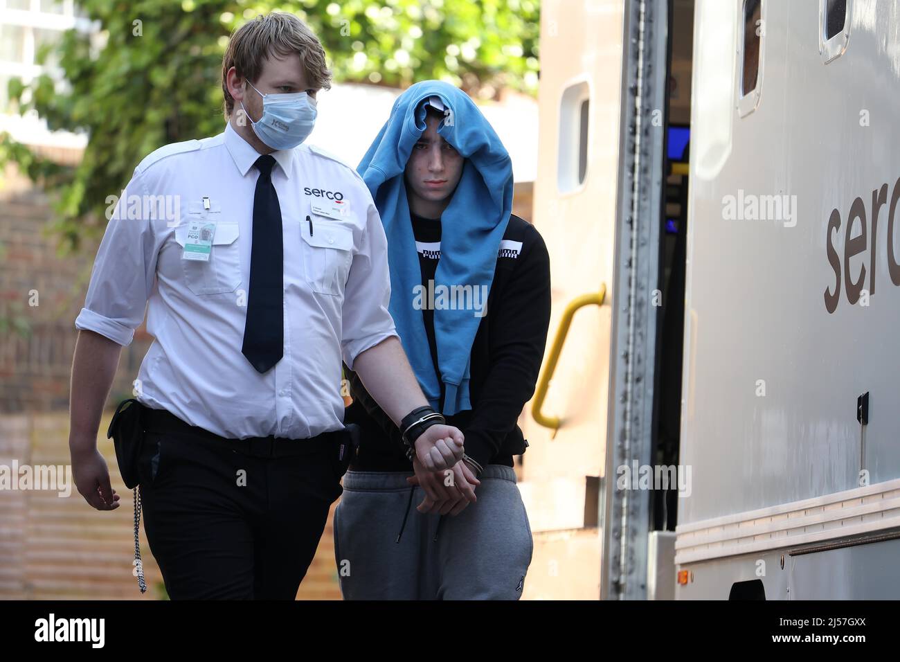 Lewes, UK. 21st Apr, 2022. Pietro Addis arrives at Lewes Crown Court on ...
