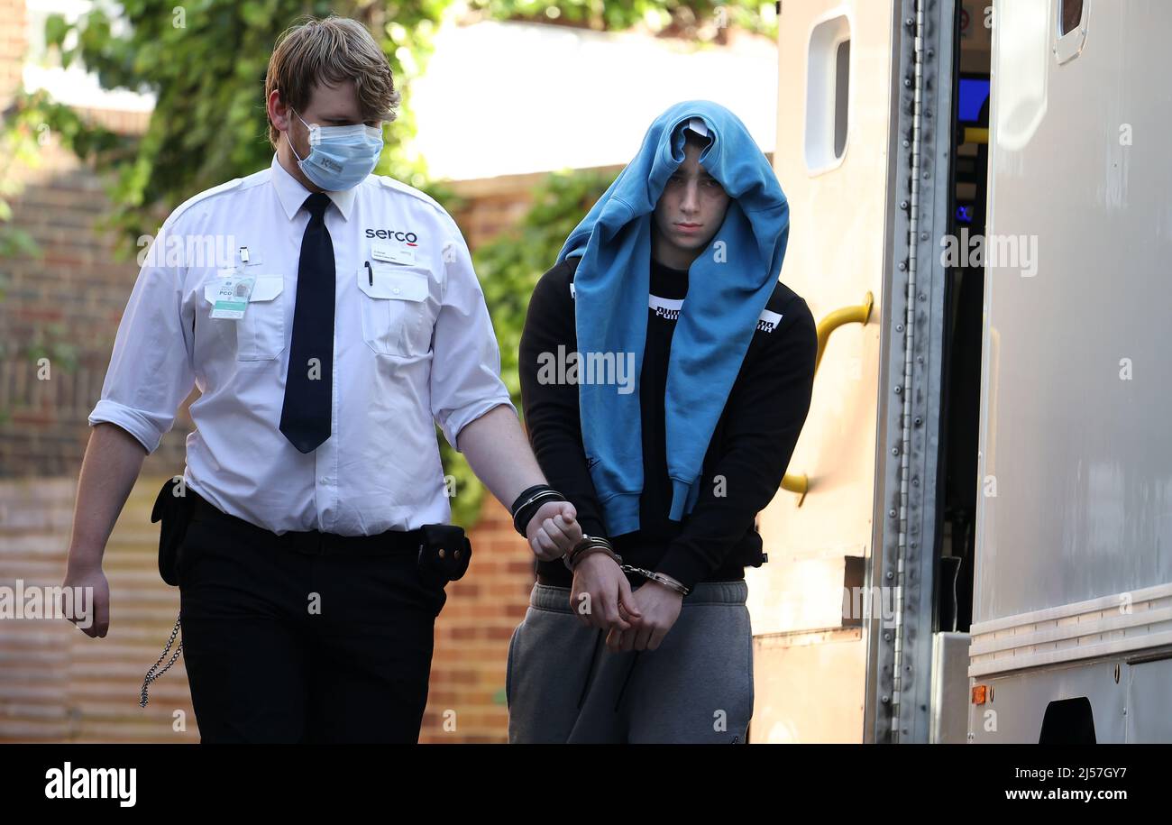 Lewes, UK. 21st Apr, 2022. Pietro Addis arrives at Lewes Crown Court on ...