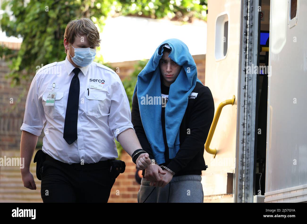 Lewes, UK. 21st Apr, 2022. Pietro Addis arrives at Lewes Crown Court on ...