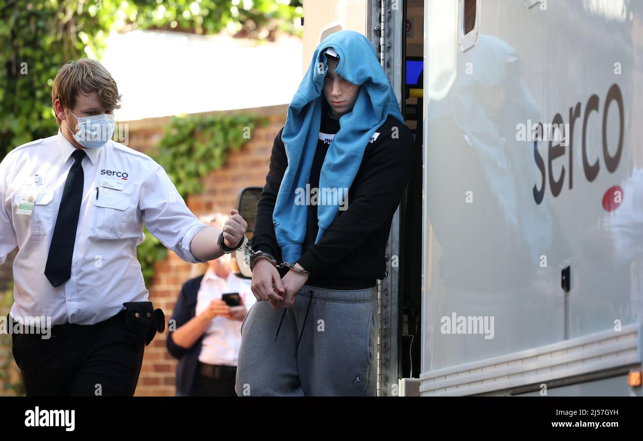 Lewes, UK. 21st Apr, 2022. Pietro Addis arrives at Lewes Crown Court on ...