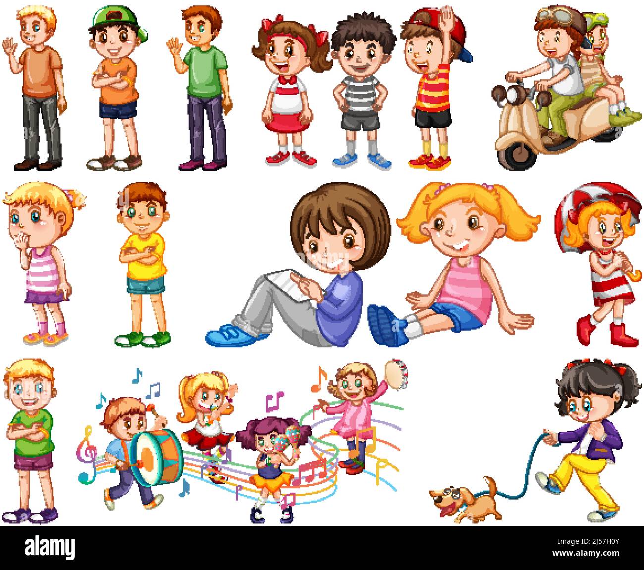 Happy children in different actions illustration Stock Vector Image ...