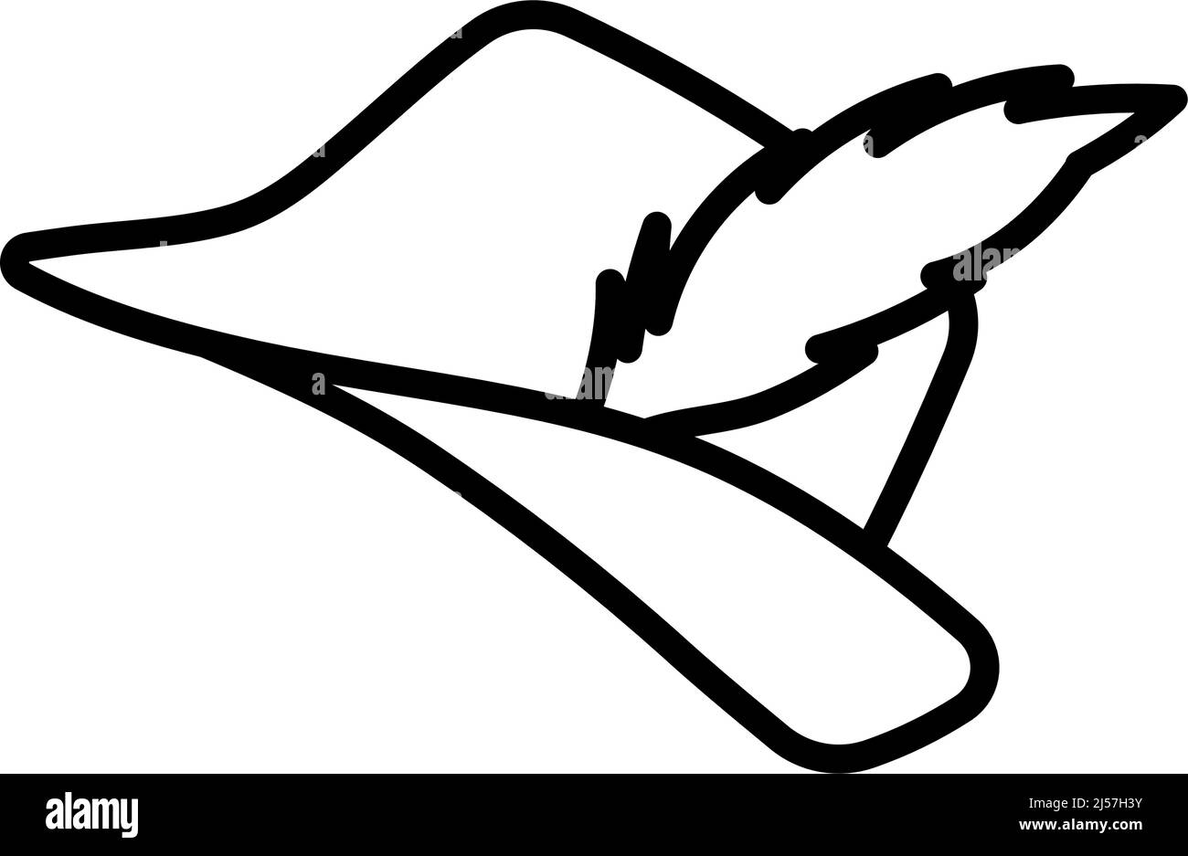 Icon Of Hunter Hat With Feather. Bold outline design with editable ...