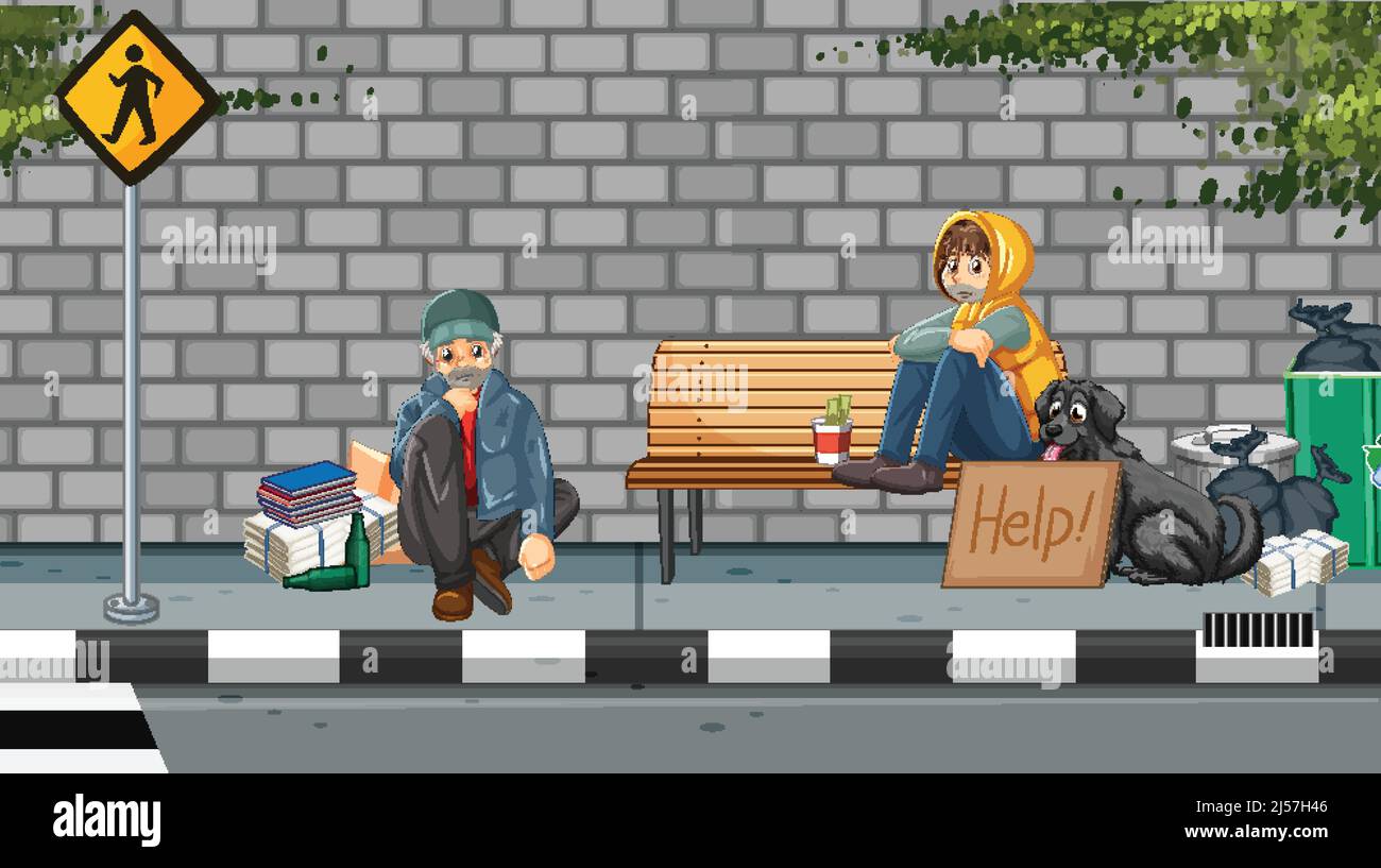 Homeless people in the city illustration Stock Vector Image & Art - Alamy