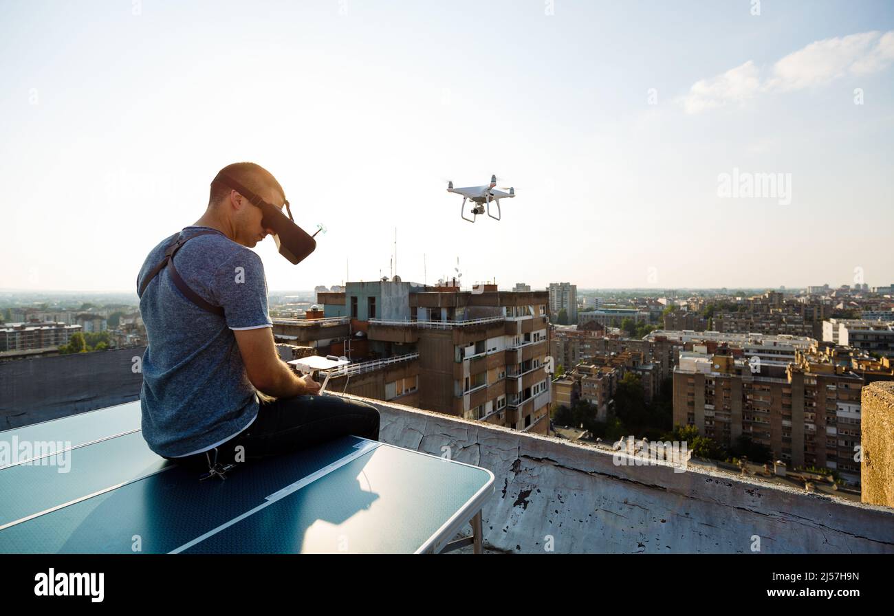 Man drone city hi-res stock photography and images - Alamy