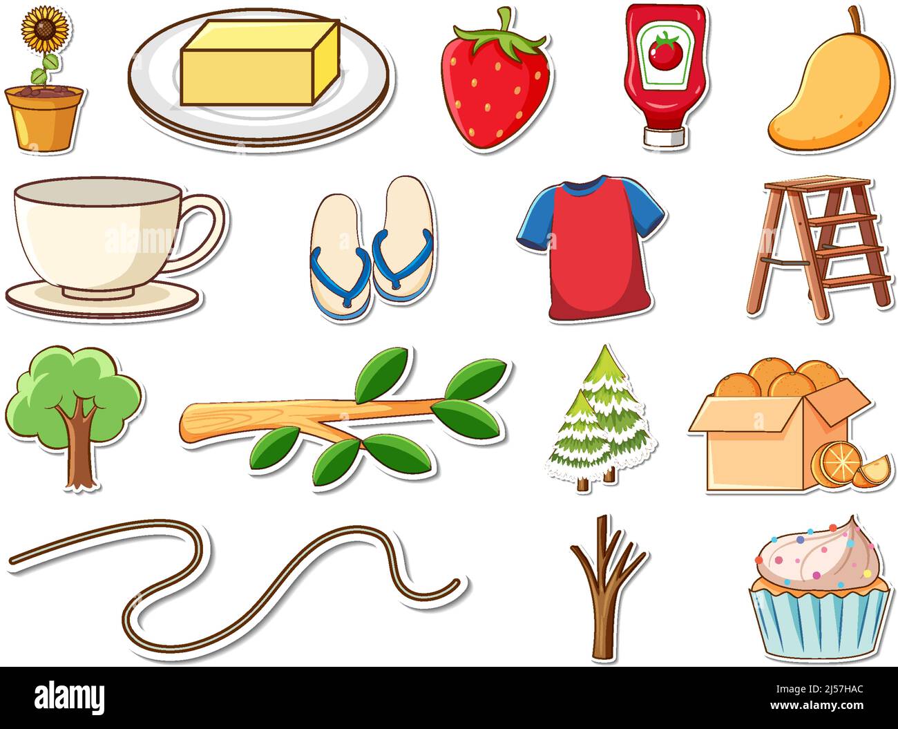 Sticker set of mixed daily objects illustration Stock Vector Image ...