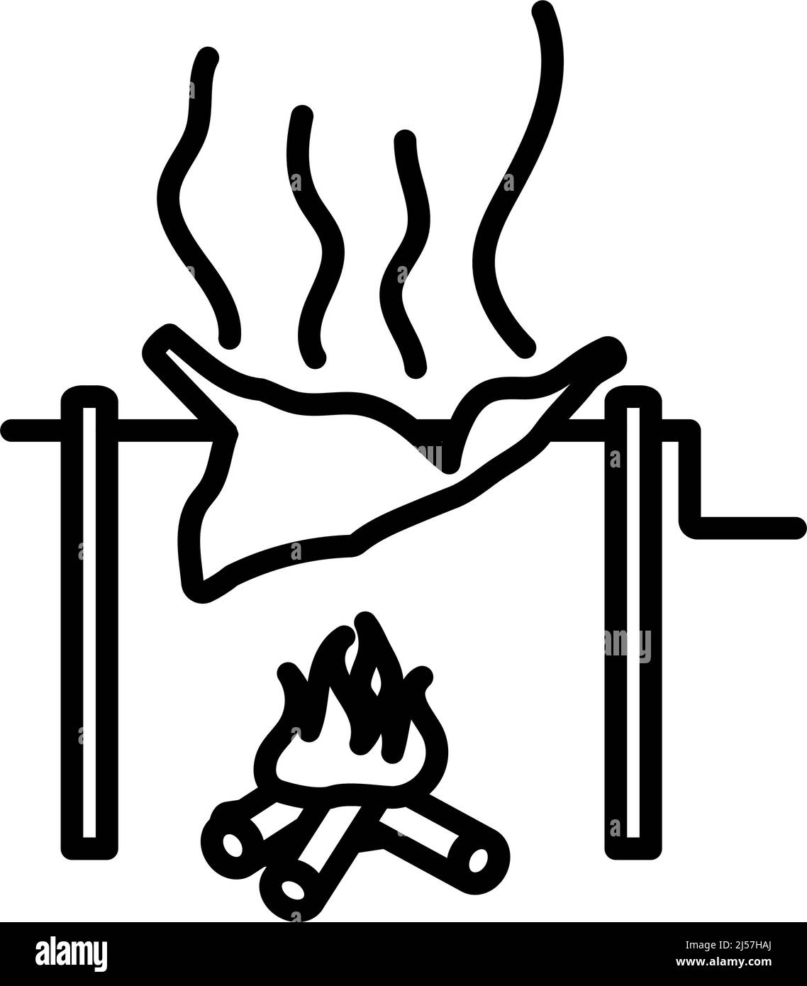 Icon Of Roasting Meat. Bold outline design with editable stroke width ...