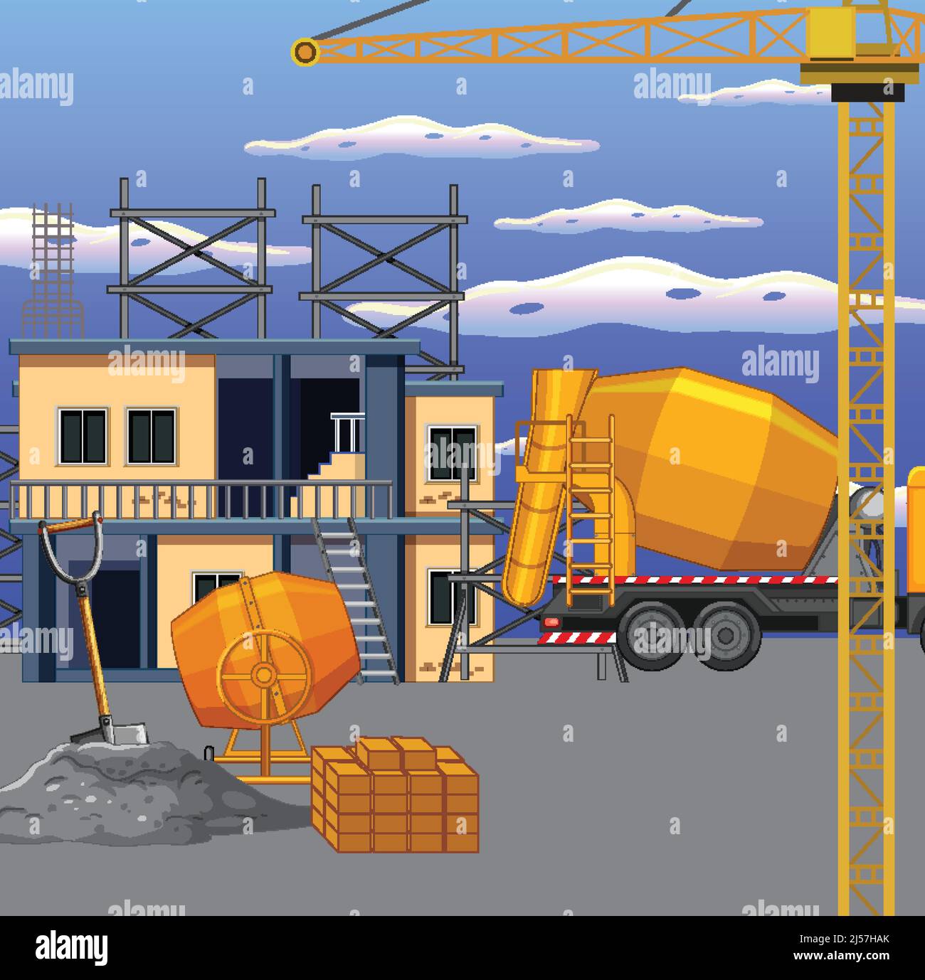 Building construction site scene illustration Stock Vector Image & Art ...
