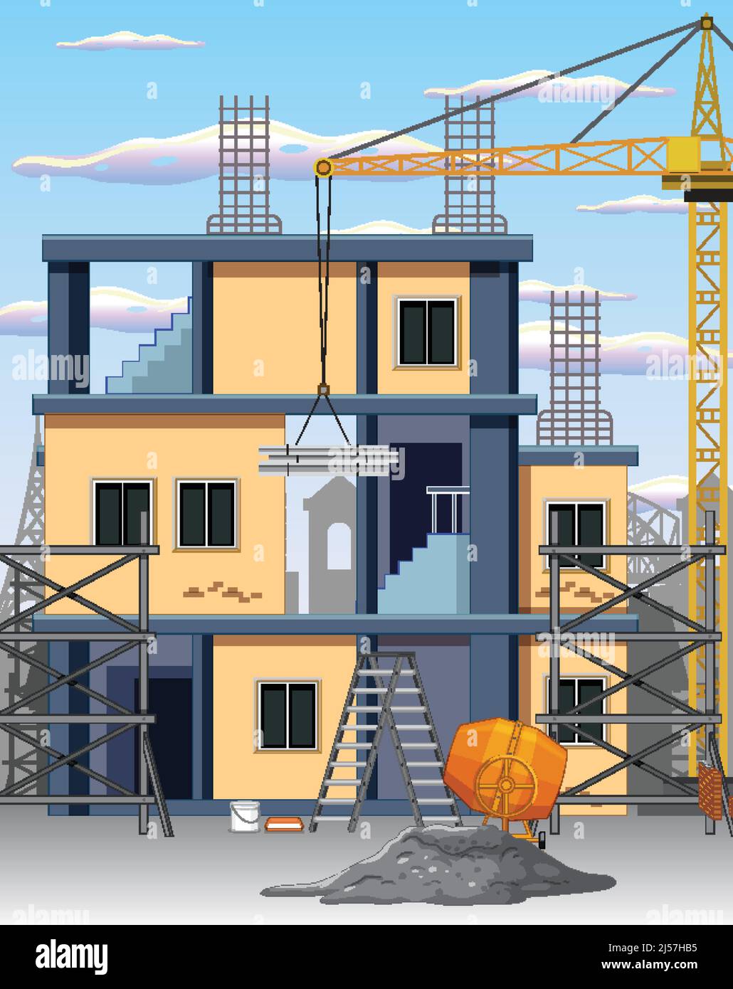 Building construction site scene illustration Stock Vector Image & Art ...