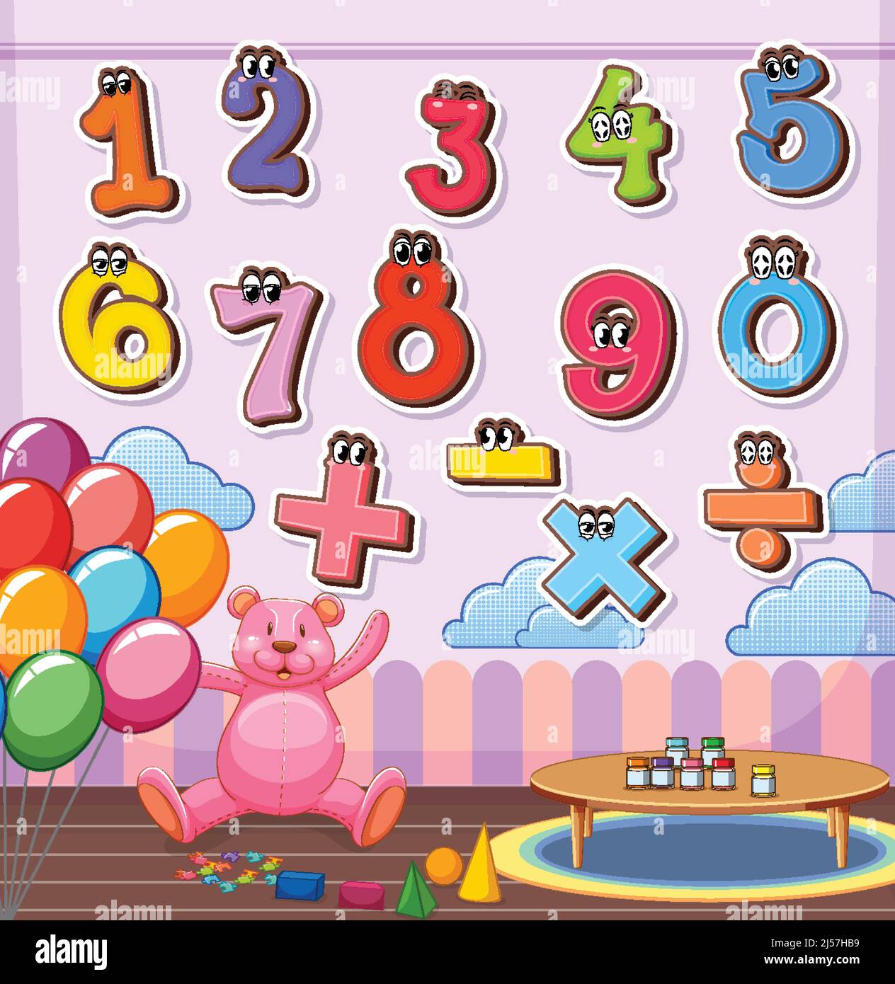 Number 0 to 9 with math symbols illustration Stock Vector Image & Art ...