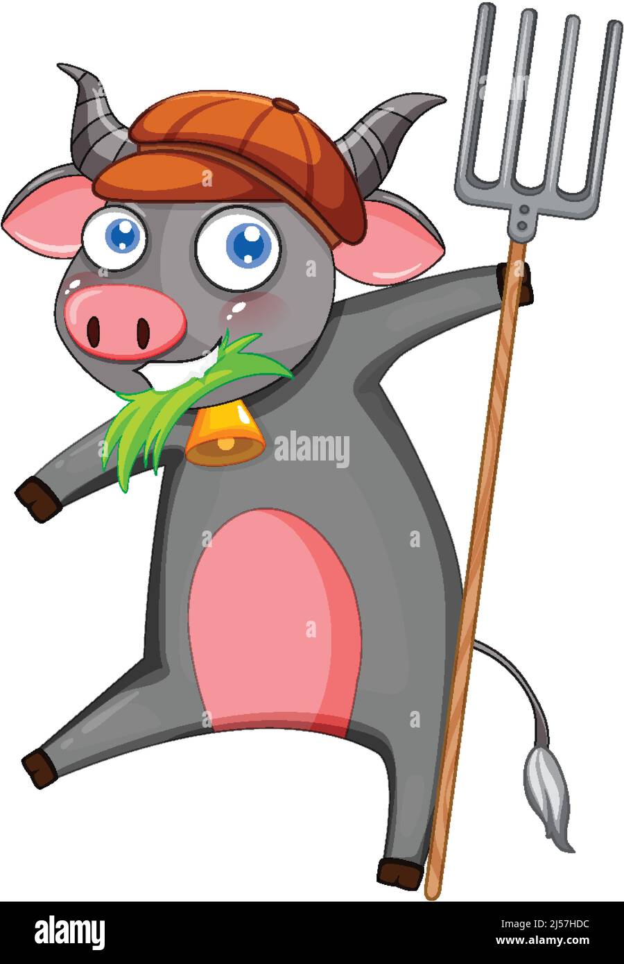 Gray cow wearing brown hat illustration Stock Vector Image & Art - Alamy
