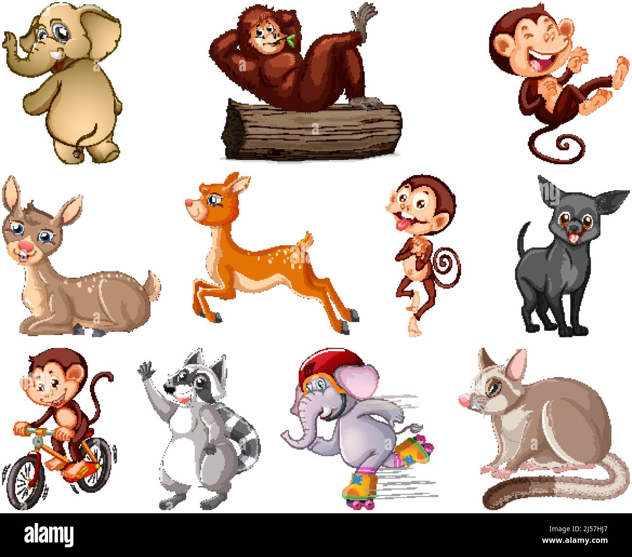 Set of animal cartoon character illustration Stock Vector Image & Art ...