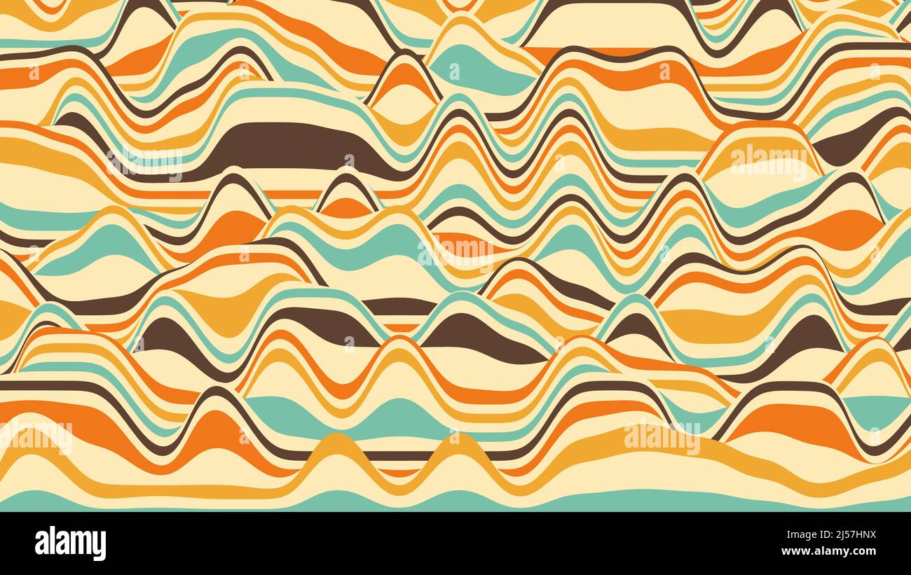 Retro stripes colorful distorted backdrop. Procedural ripple background ...
