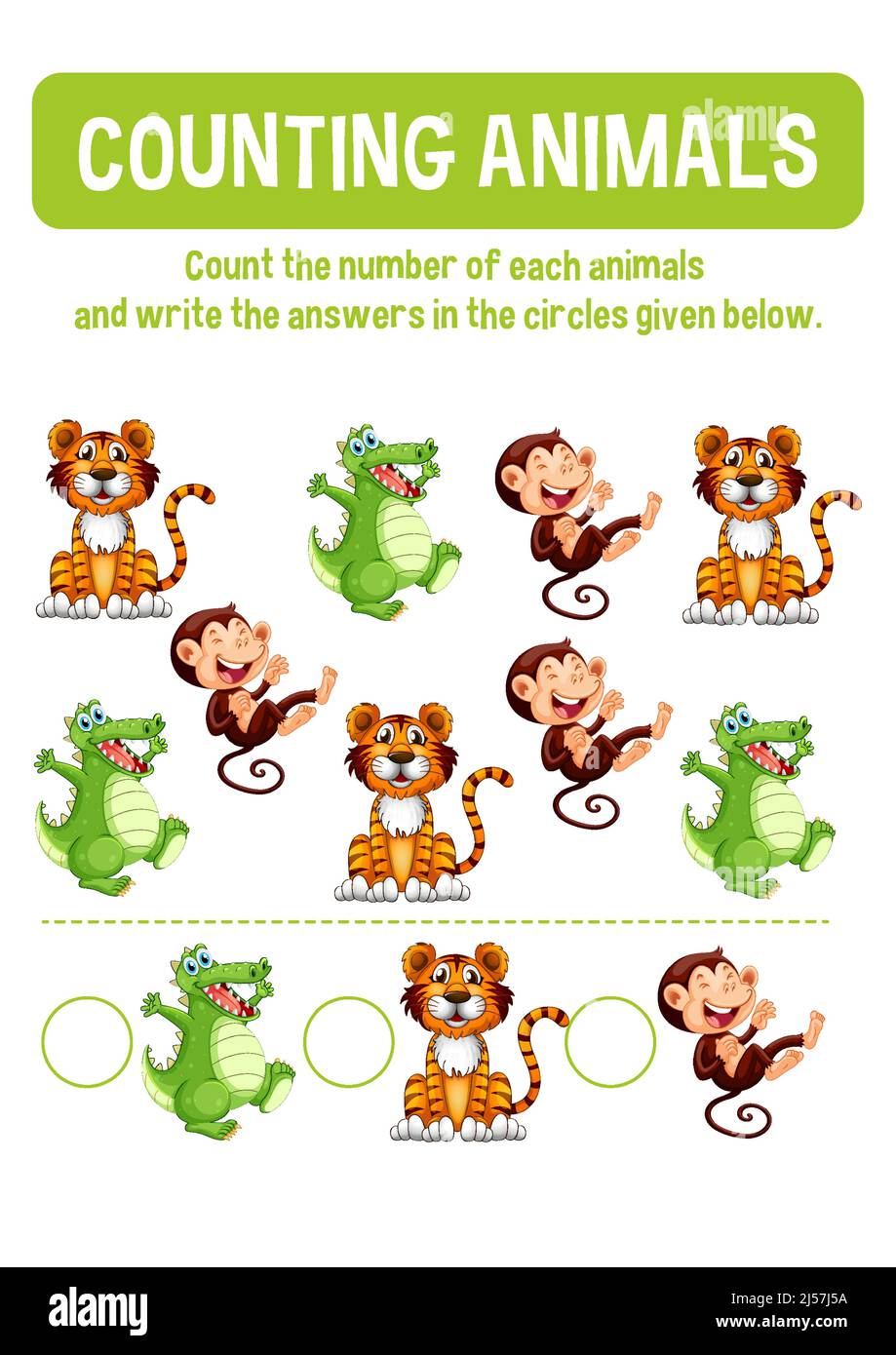 Worksheet design for counting animals illustration Stock Vector Image ...