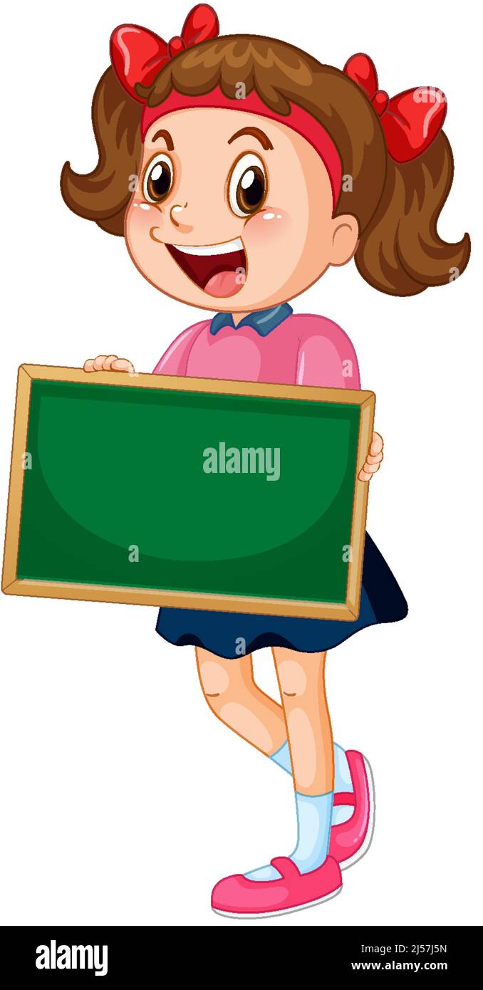 Little girl holding blank board illustration Stock Vector Image & Art ...