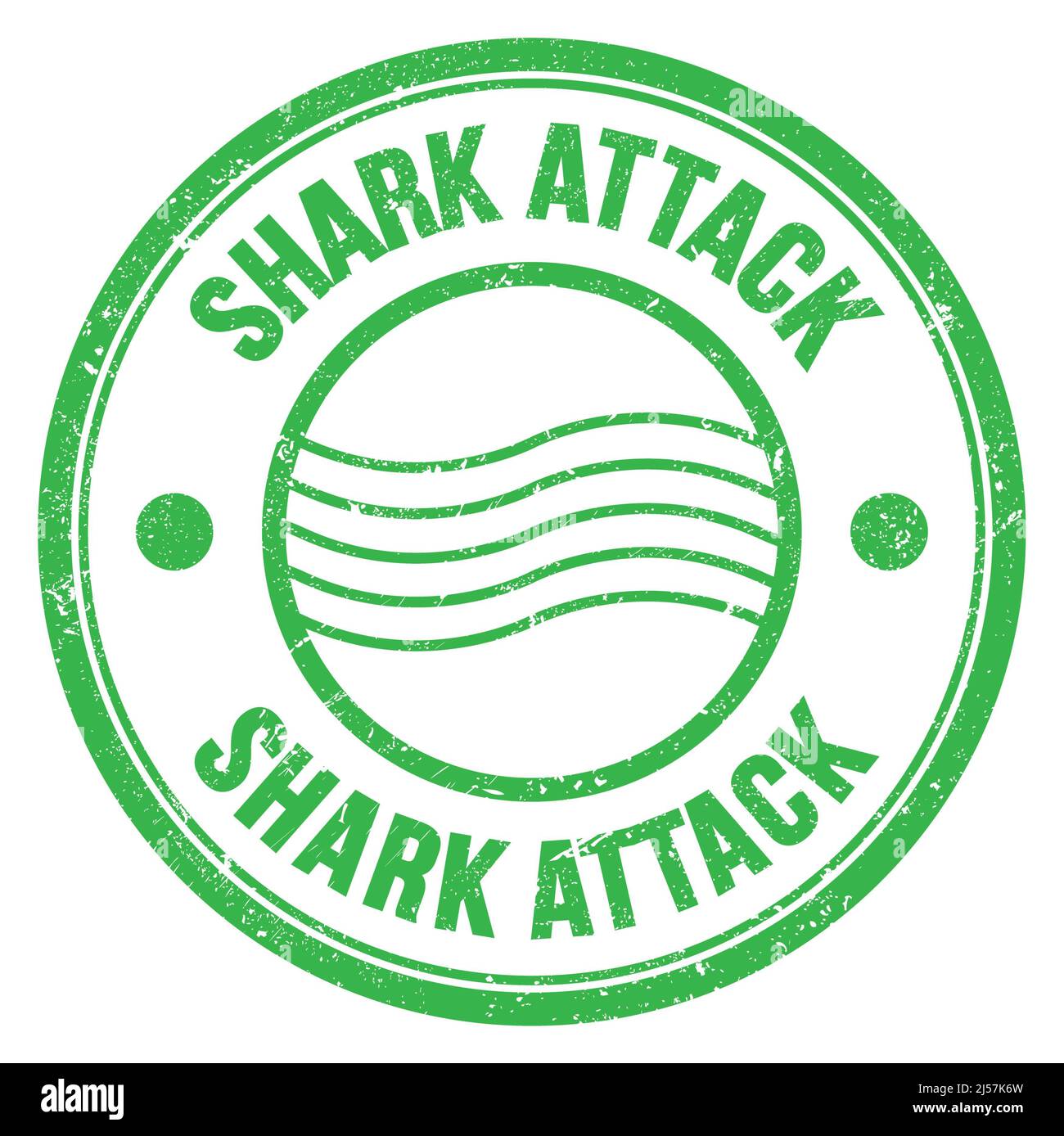 SHARK ATTACK word written on green round postal stamp sign Stock Photo ...