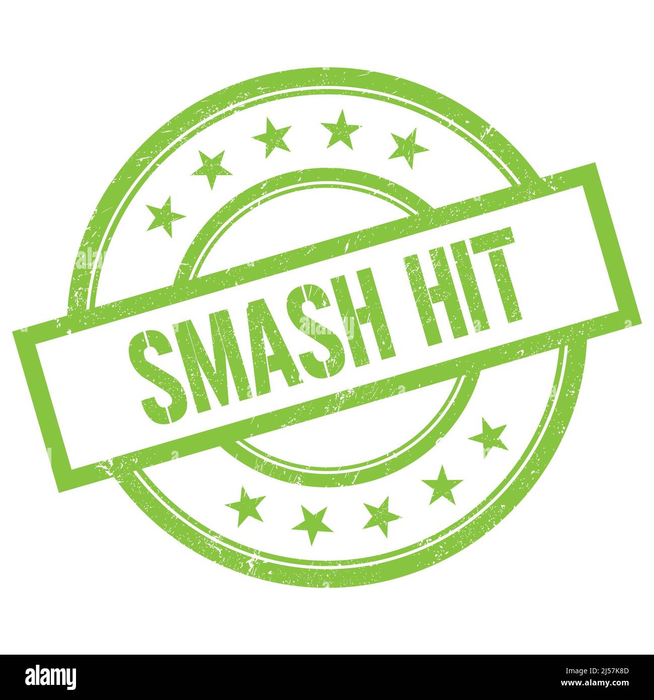SMASH HIT text written on green round vintage rubber stamp Stock Photo ...