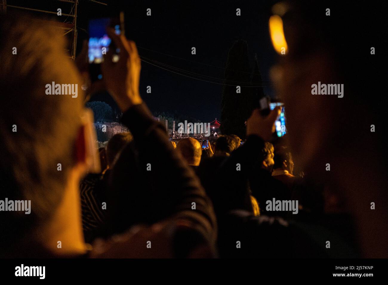 Italy, Rome on 2022-04-15. Easter ceremony and torchlight procession at ...