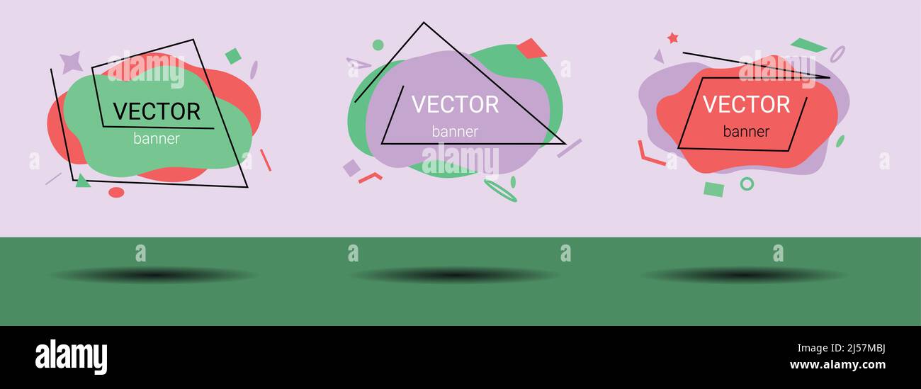 Modern set of abstract geometric shaped banners. Vector bright template ...
