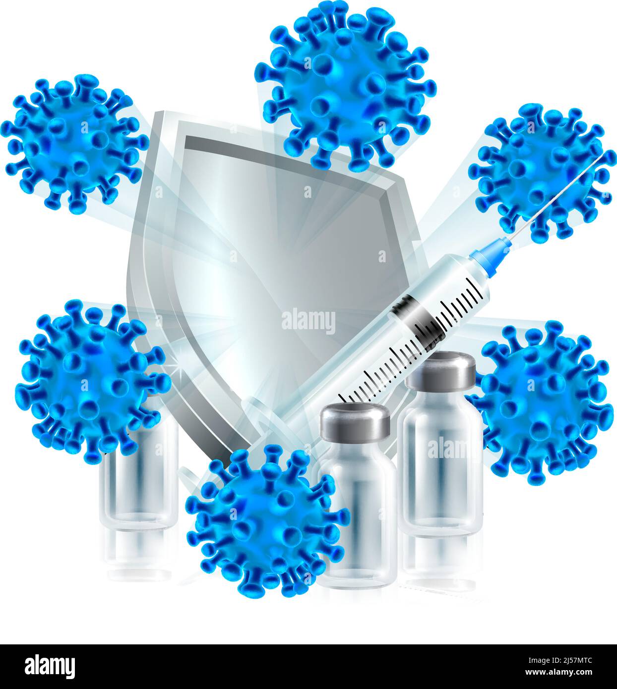 Protect Vaccine Silver Shield Vaccination Concept Stock Vector Image ...