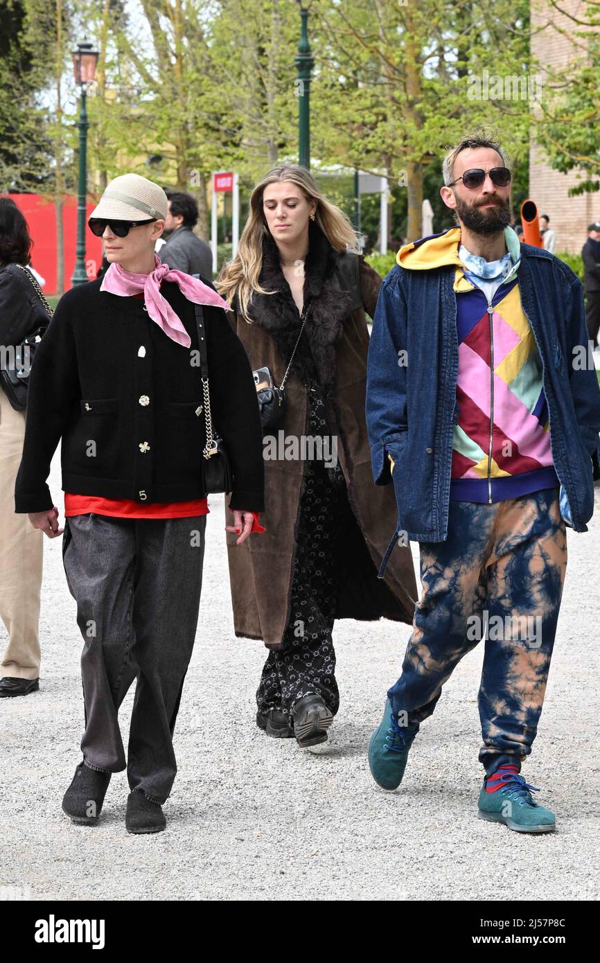 Venice, Italy 20th April 2022, Tilda Swinton , Sandro Kopp 59Th ...