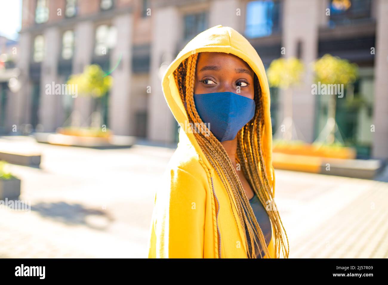 african american woman with long yellow dreadlocks pigtails looking sad ...