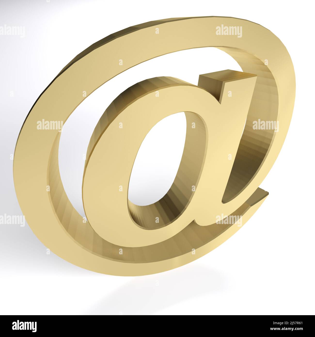 At symbol in brass glossy material on white background - 3D rendering ...